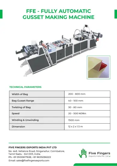 Machine Catalogue | Five Fingers Exports India Pvt Ltd